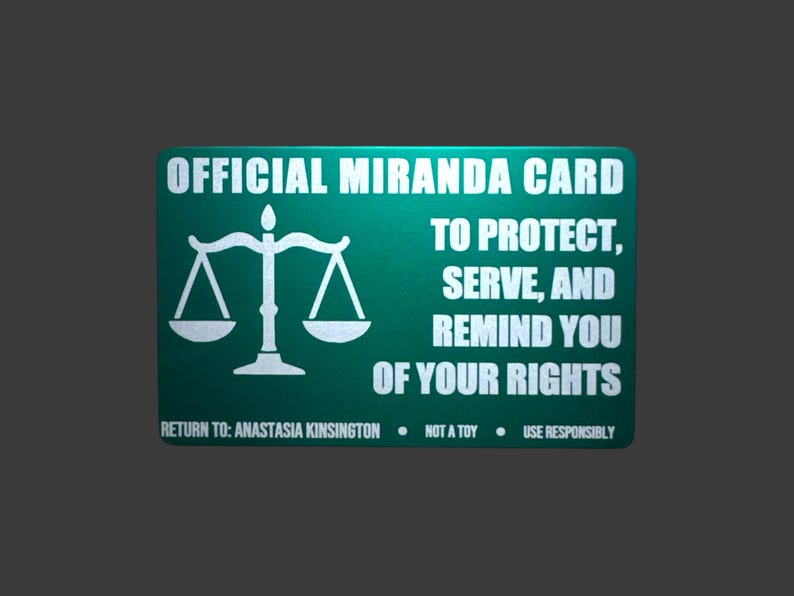Personalized Miranda Warning Card | Anodized Aluminum, LEO Gift - Etsy