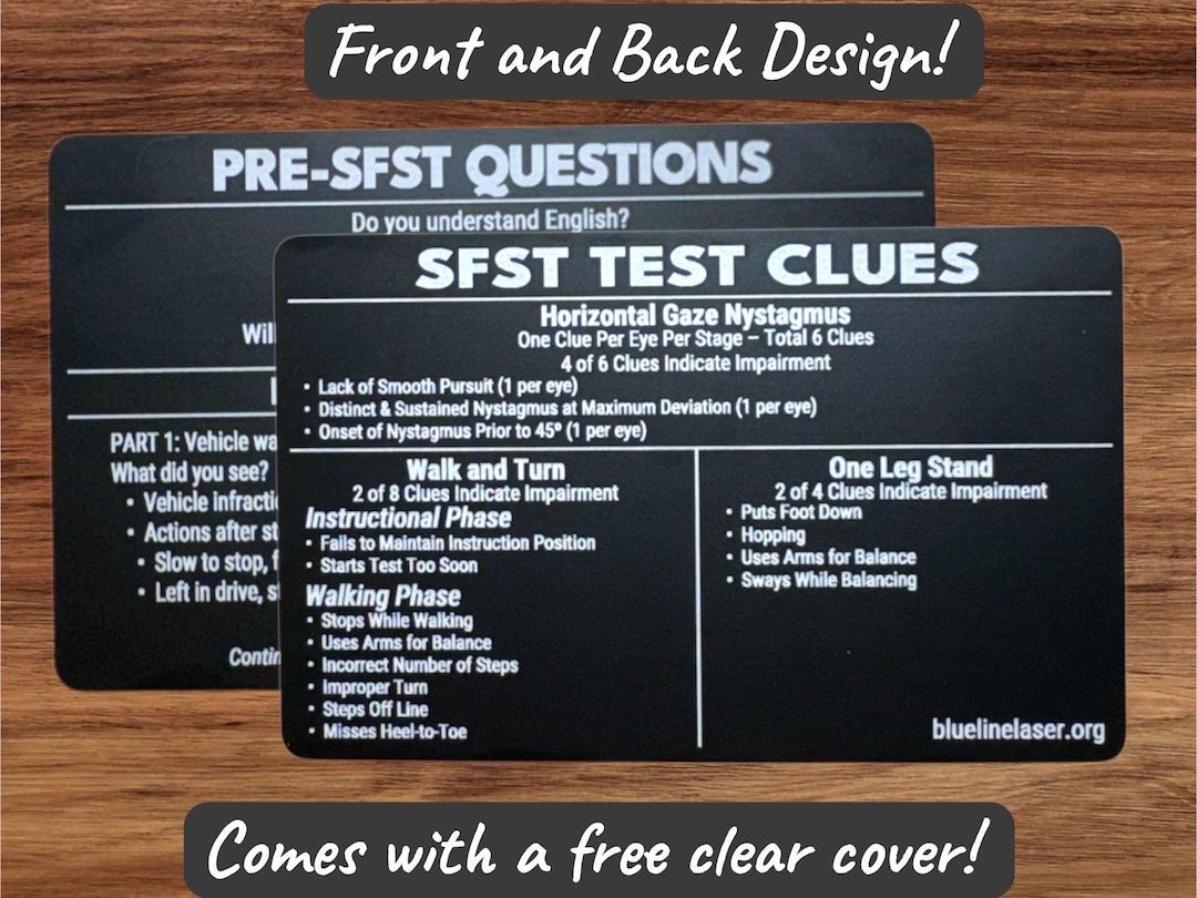 SFST Reference Card | Field Sobriety Test Cheat Sheet for DUI Stops ...