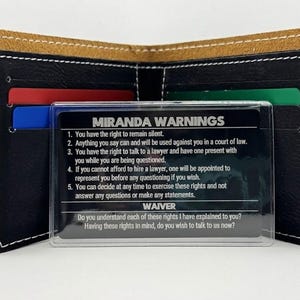 Laser Engraved Metal Miranda Warning Card | English & Spanish Double ...