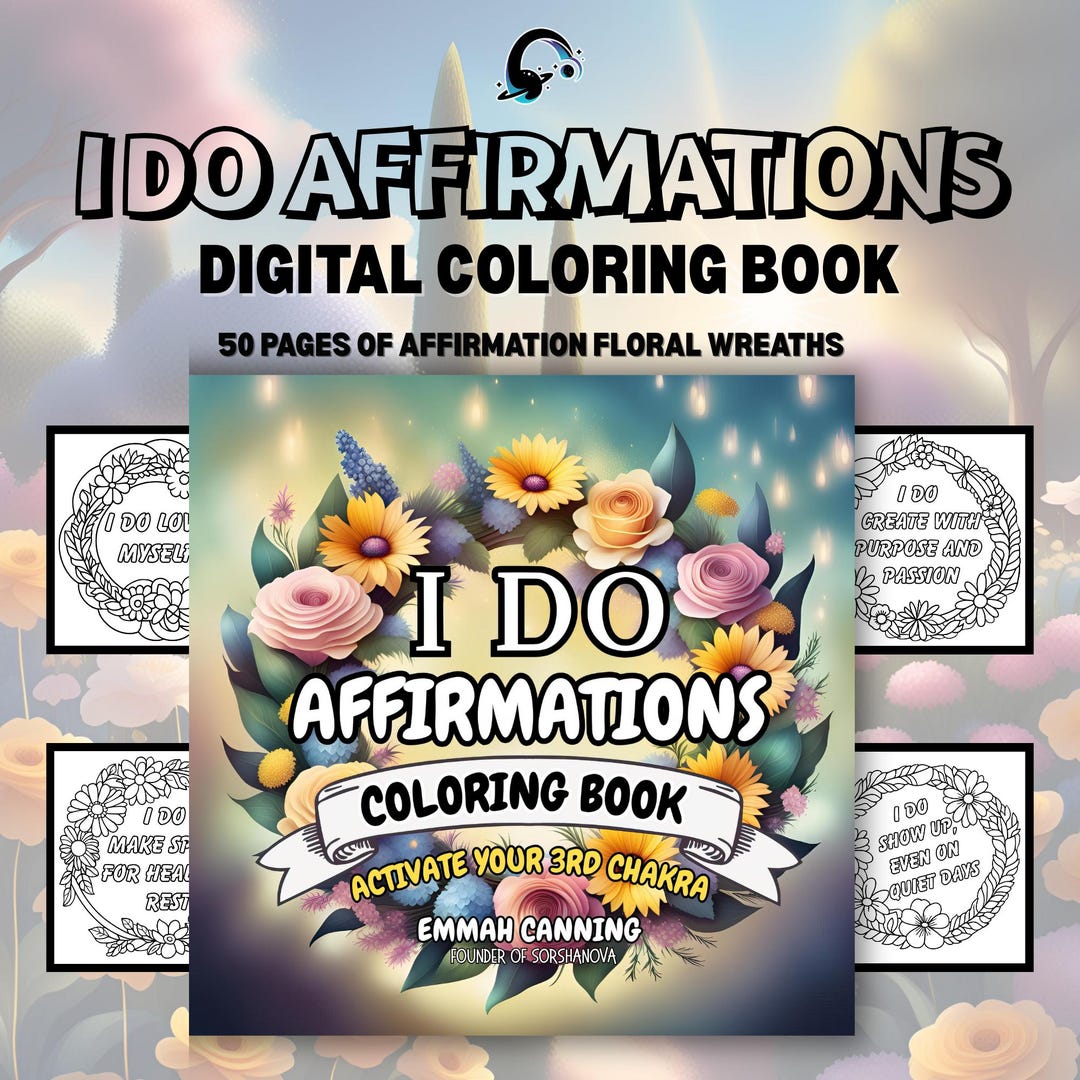 I Do Affirmations Adult Coloring Book, Solar Plexus Chakra Edition, 50 ...