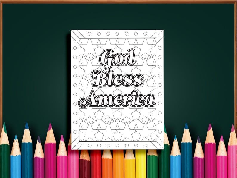 America Printable Coloring Page, Fourth of July, God Bless America - Etsy