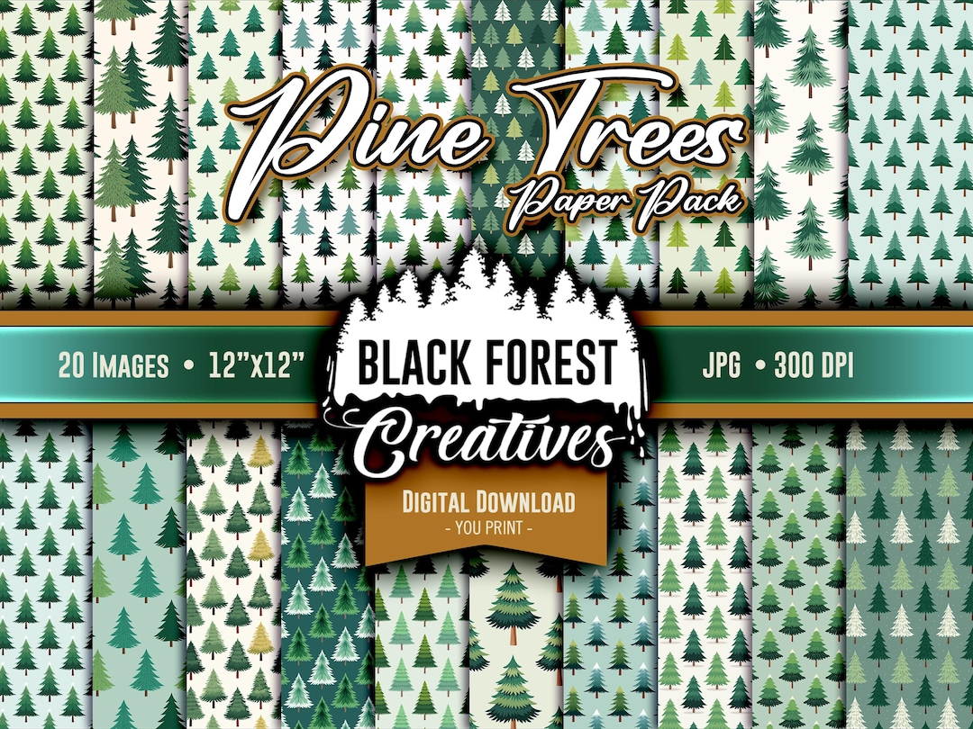 Pine Tree Digital Paper Pack, Evergreen Digital Scrapbook Paper, Winter ...