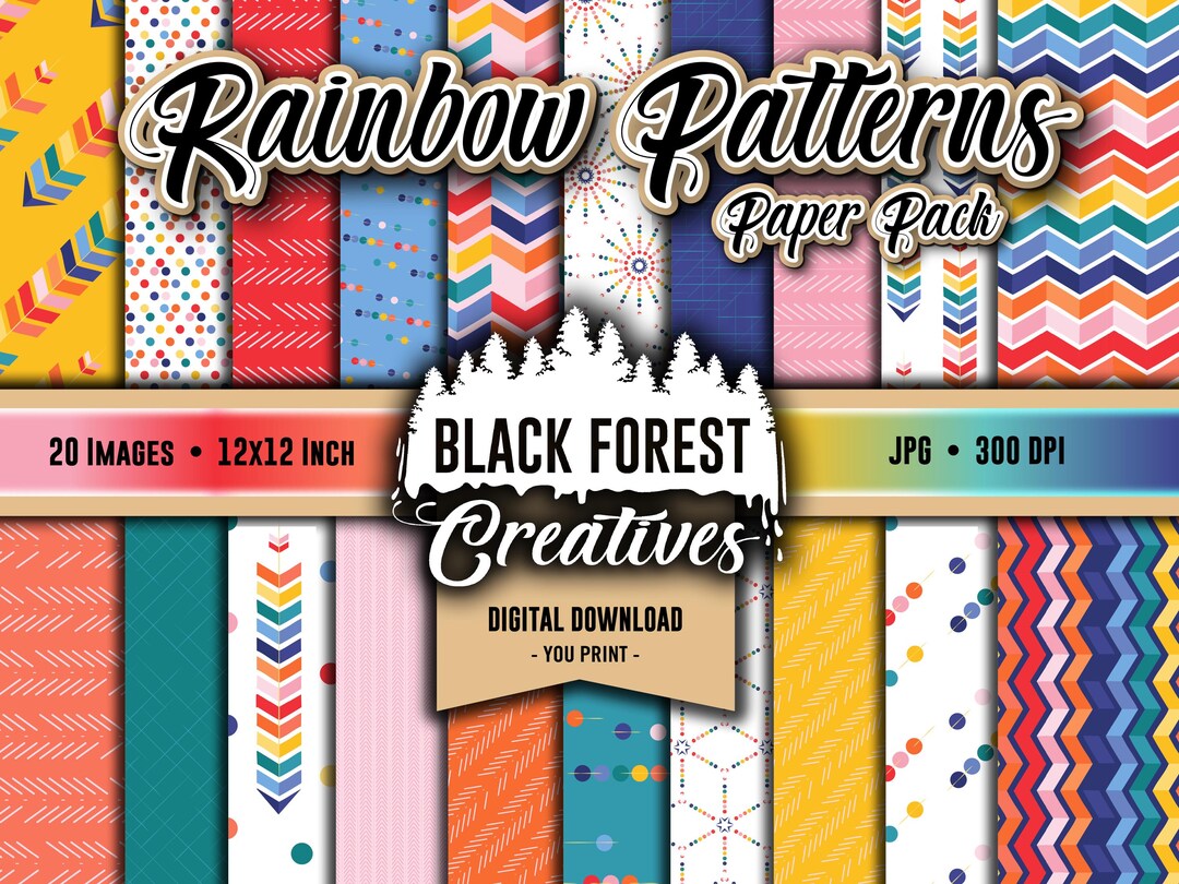 Rainbow Birthday Paper Pack: Boho Scrapbook Paper (digital Download) - Etsy