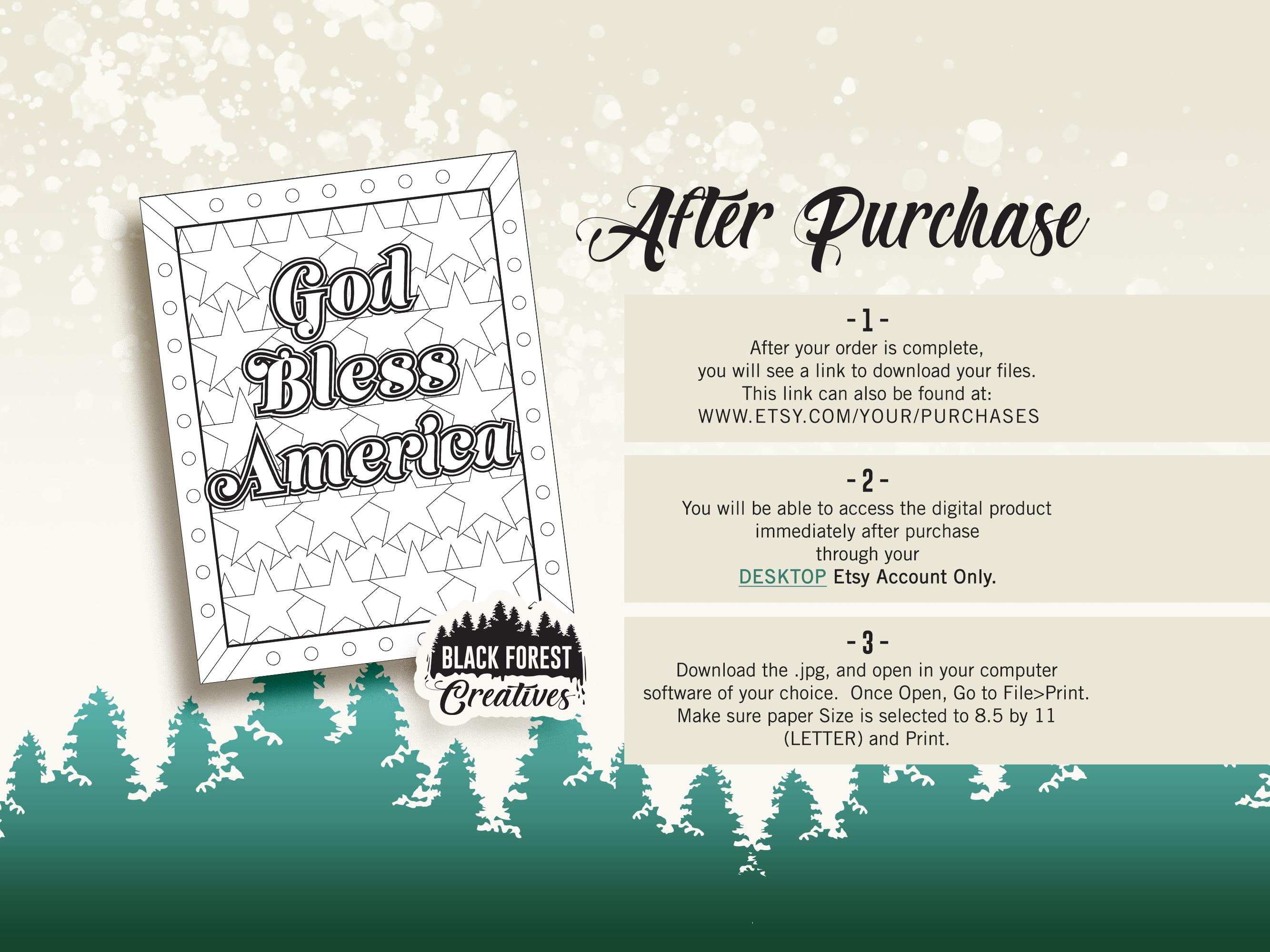 America Printable Coloring Page, Fourth of July, God Bless America - Etsy