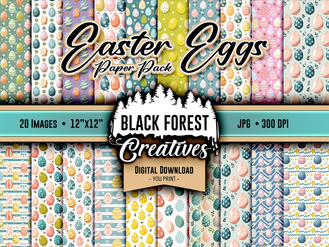 Easter Egg Digital Paper Pack, Pastel Spring Patterns (digital Download ...