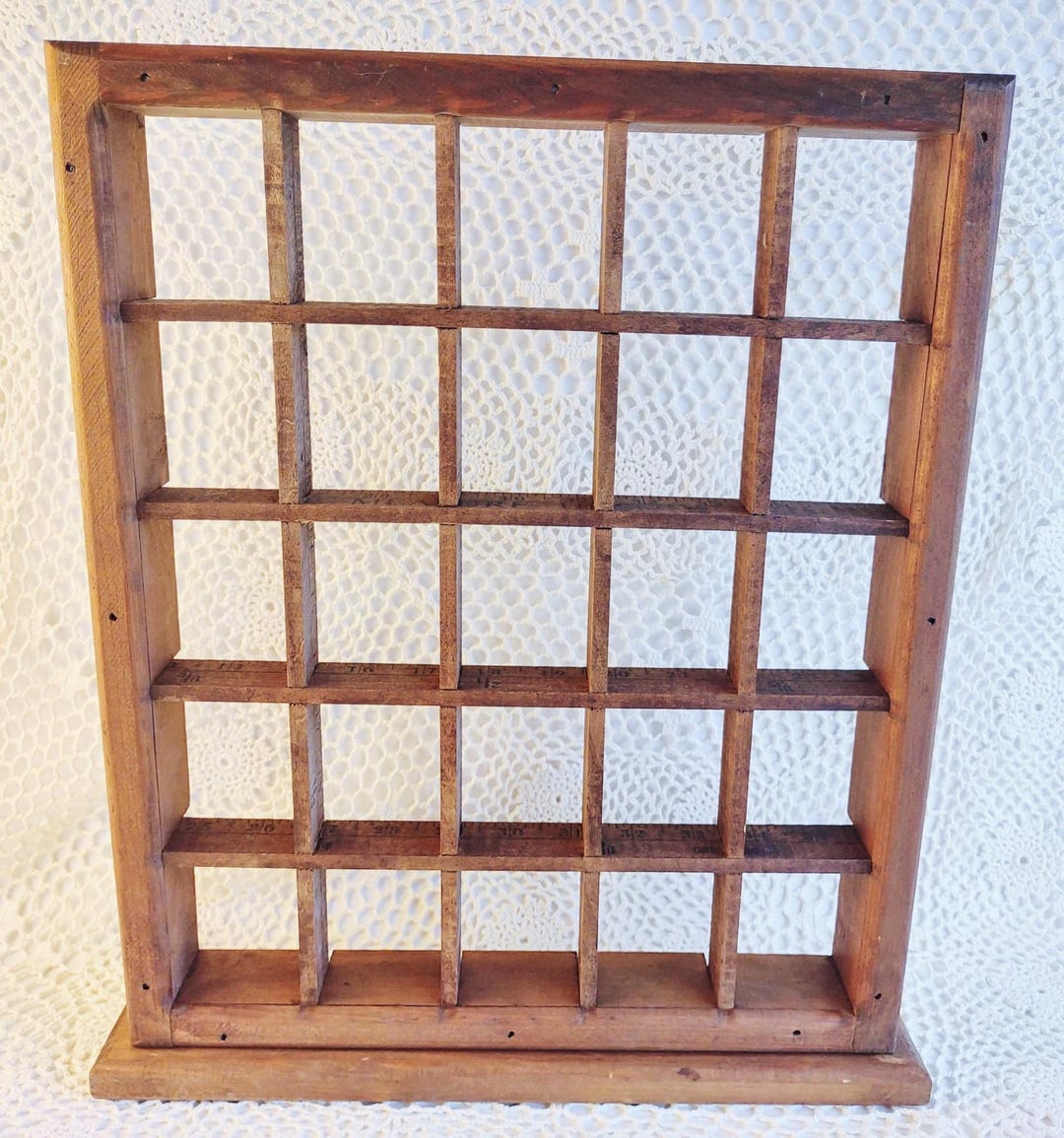 Vintage Brown Wooden Trinket Display Shelf, Wall Mounted Curio Cabinet ...