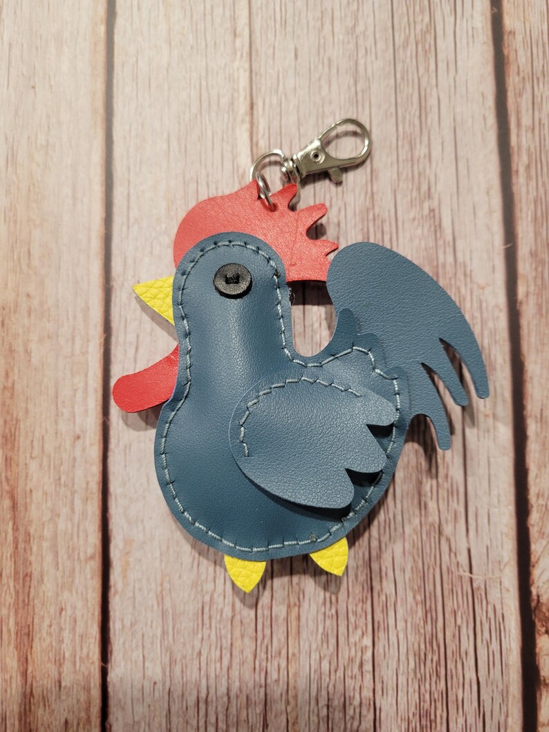 Handmade Leather Chicken Charm Handstitched Keychain Purse Charm Bag ...