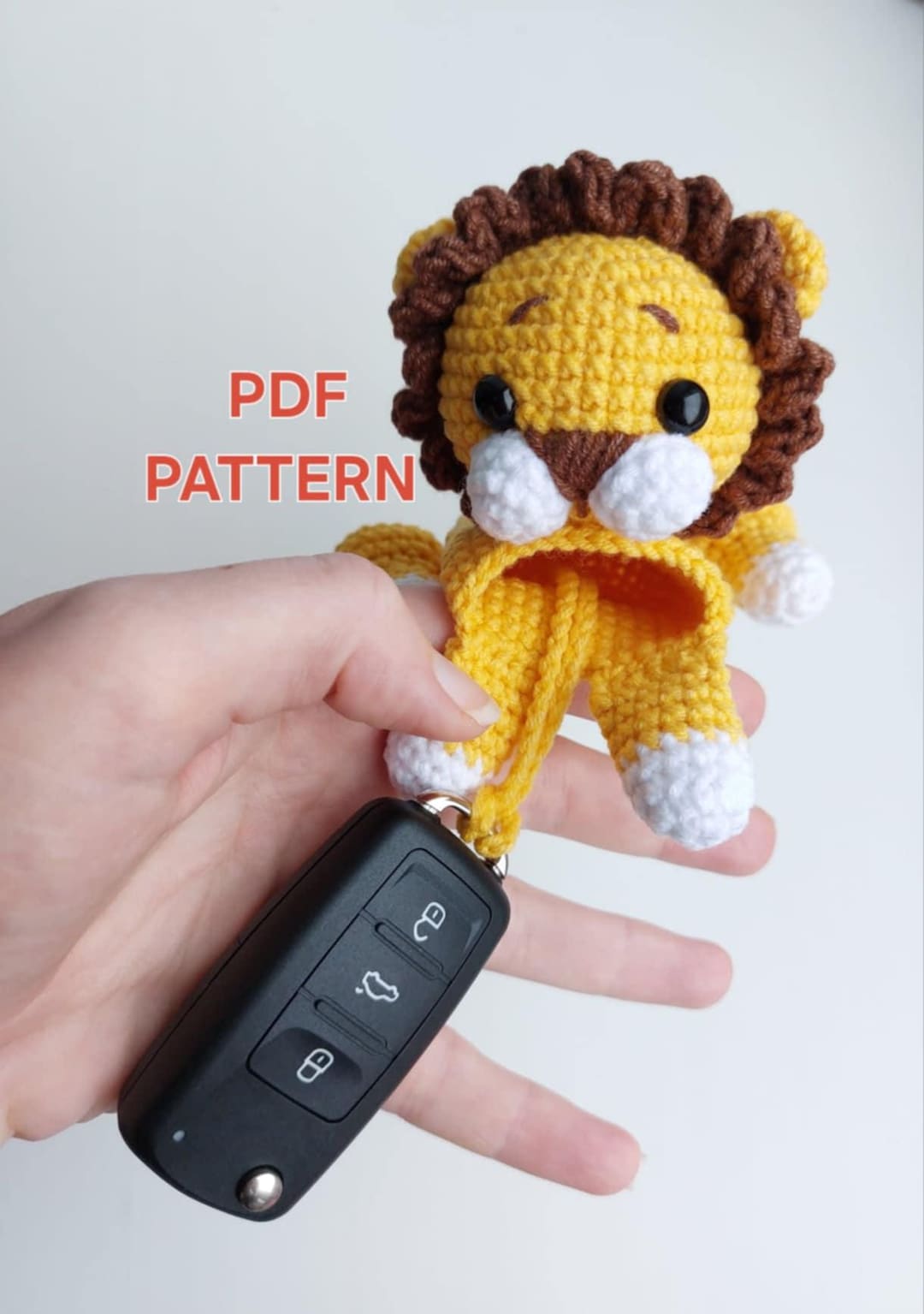 Lion Crocheted Car Key Cover. Crochet Key Case.pdf Pattern.digital ...
