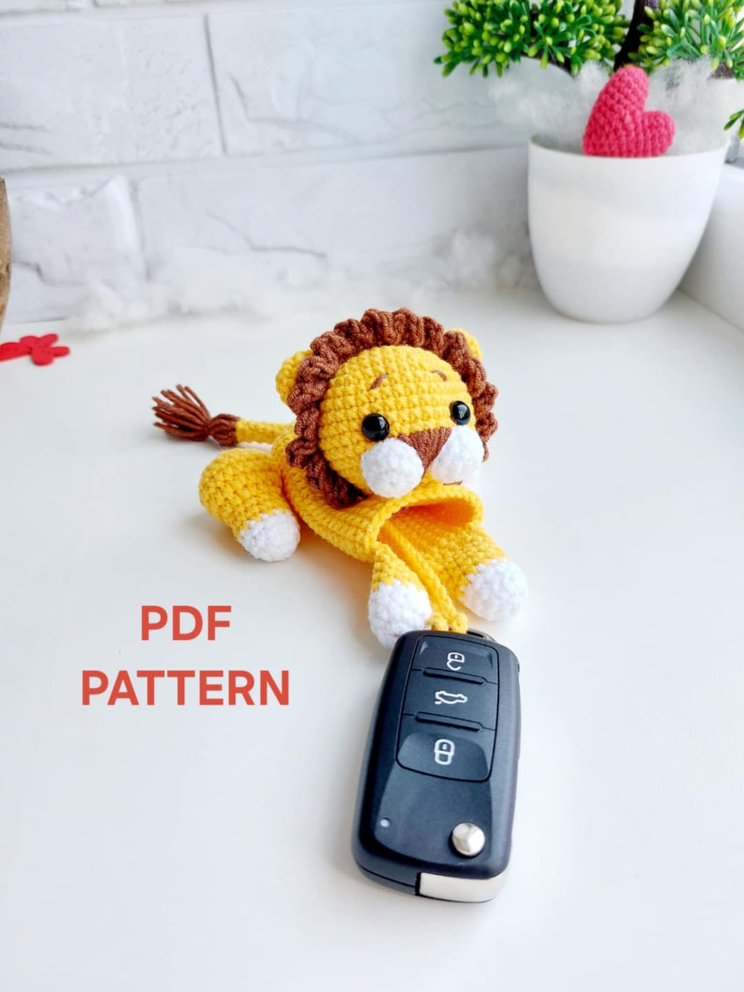 Lion Crocheted Car Key Cover. Crochet Key Case.pdf Pattern.digital ...