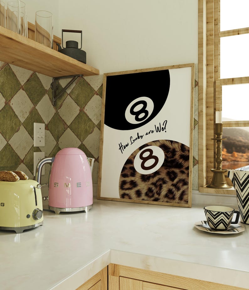 Set of 3 Leopard Wall Art, Digital Poster Set of 3, Trendy 8 Ball ...