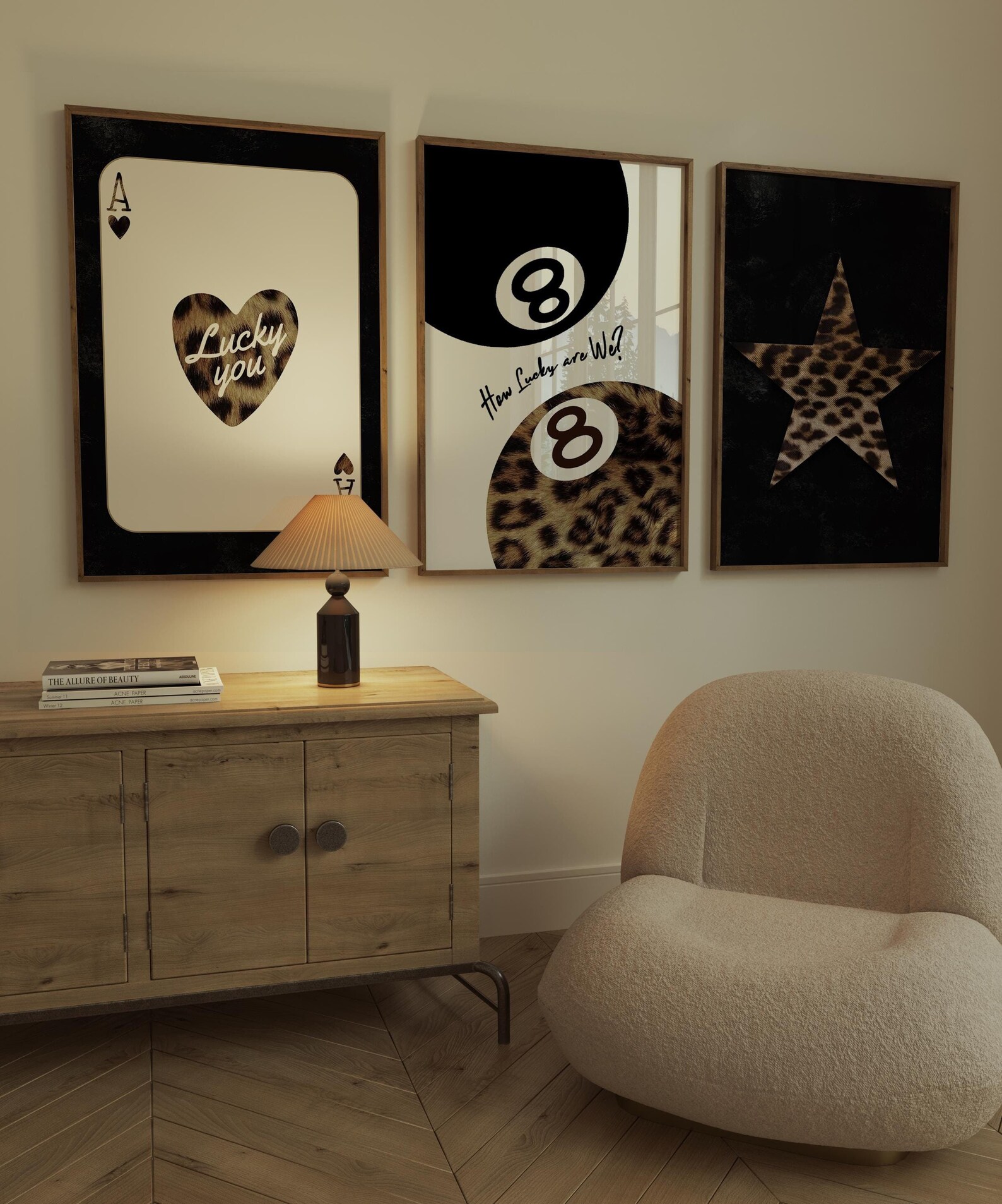 Set of 3 Leopard Wall Art, Digital Poster Set of 3, Trendy 8 Ball ...