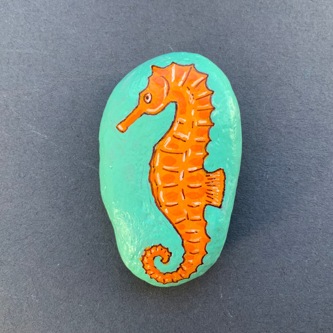 Seahorse Painted Rock - Etsy