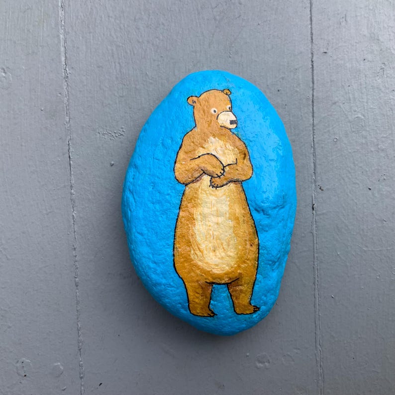 Surprised Bear Painted Rock Paperweight - Etsy
