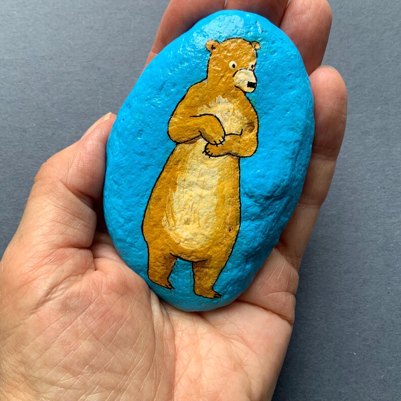 Surprised Bear Painted Rock Paperweight - Etsy