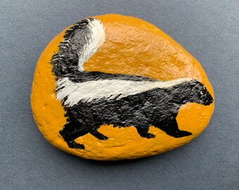 Skunk Painted Rock, Animal Painted Stone, Skunks, Home Decor and Gifts ...