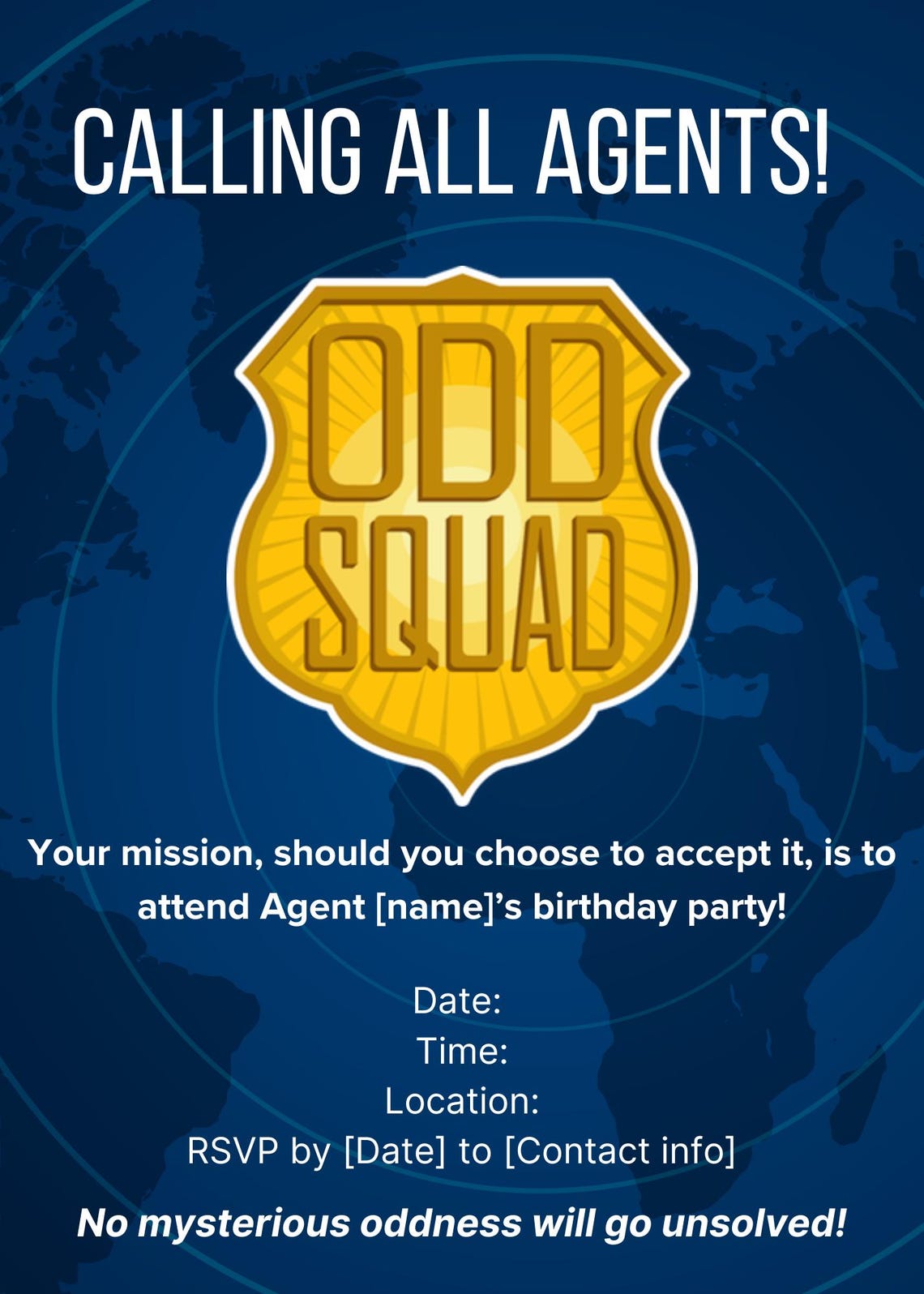 Odd Squad Birthday Invitation Downloadable Template - Etsy