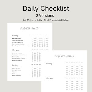 PRINTABLE & FILLABLE Daily Checklist, A4/a5/letter/half Size, Instant ...