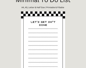 PRINTABLE Minimal to Do List, Simple Tasks List Template, A4/a5/letter ...