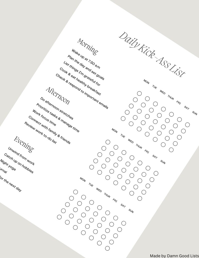 PRINTABLE & FILLABLE Daily Checklist, A4/a5/letter/half Size, Instant ...