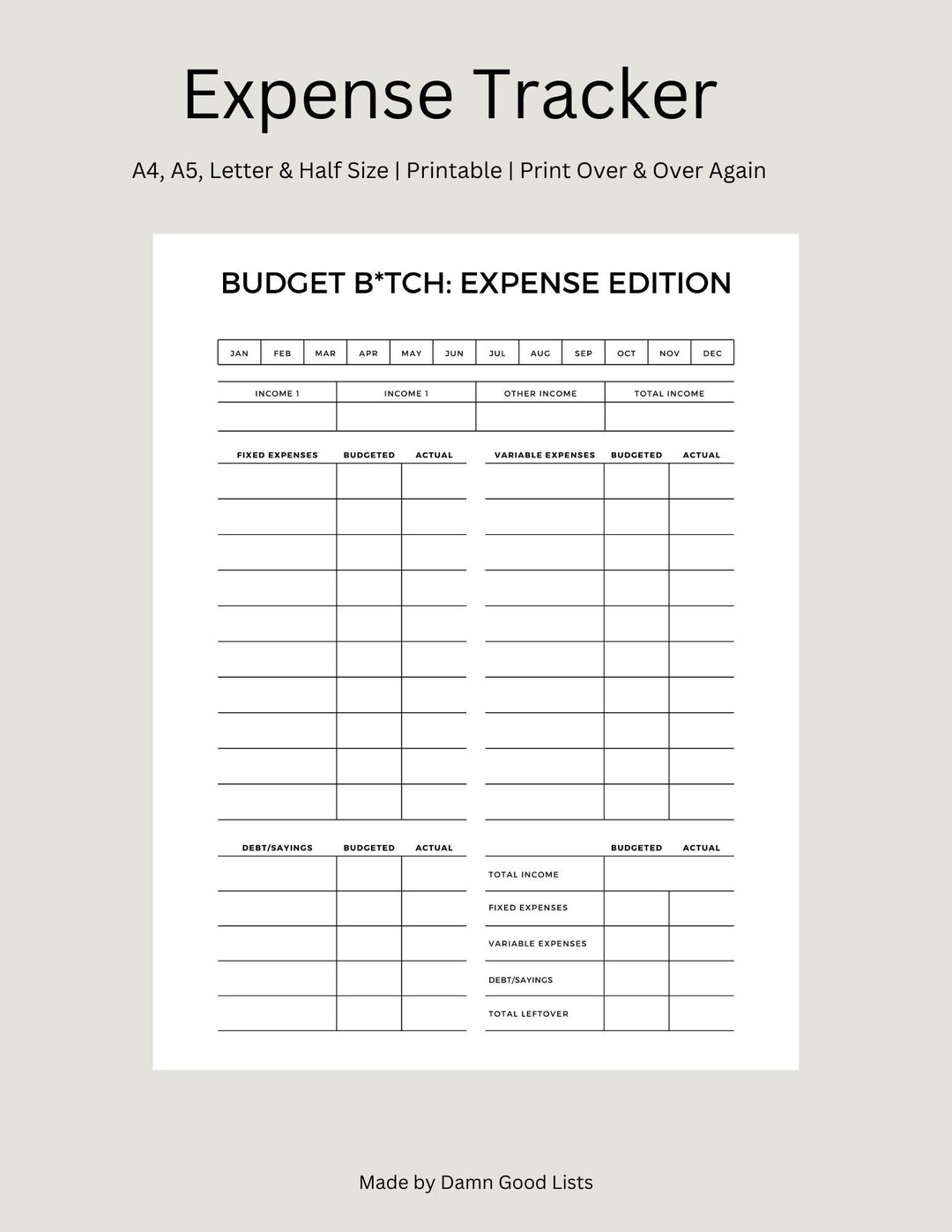 PRINTABLE Expense Tracker, Spending Tracker, Budget Planner, A4/a5 ...