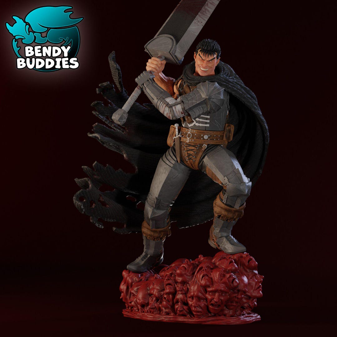 Guts - Berserk - Collectible Fanart Statue - Bendy Buddies - Etsy