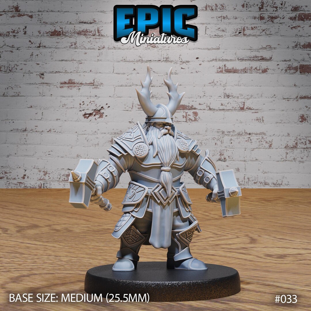 Dwarf With Dual Hammers - Epic Miniatures - Dungeons and Dragons - Etsy