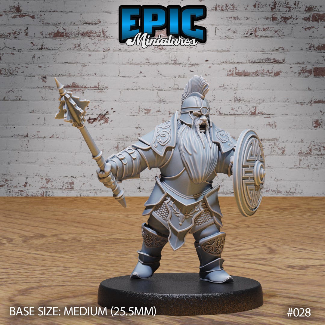 Dwarf With Mace & Shield Epic Miniatures Dungeons and Dragons - Etsy
