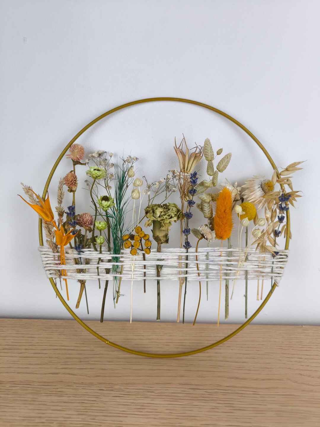 Dried Flower Metal Hoop: Rustic Home Wall Decor. Handmade Metal Hoop ...