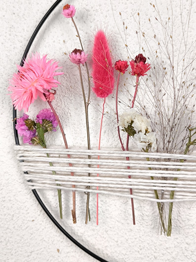 Minimalist Floral Hoop With Dried Grasses | Neutral Wall Hanging Decor ...