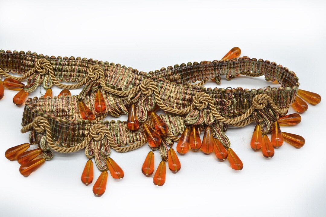 Tassel Fringe Amber Drop 3 Yd Plus Beige Bronze High End Trim - Etsy