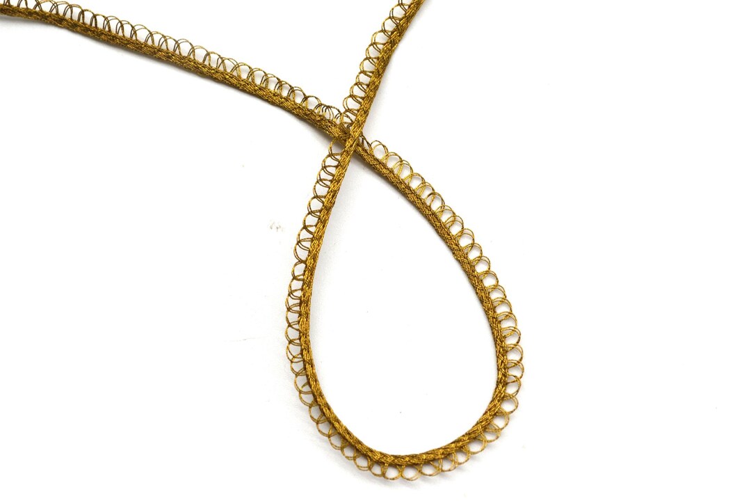 Vintage Luxe Metallic Gold Loop Trim: Cotton Silk Woven Braid, France T ...
