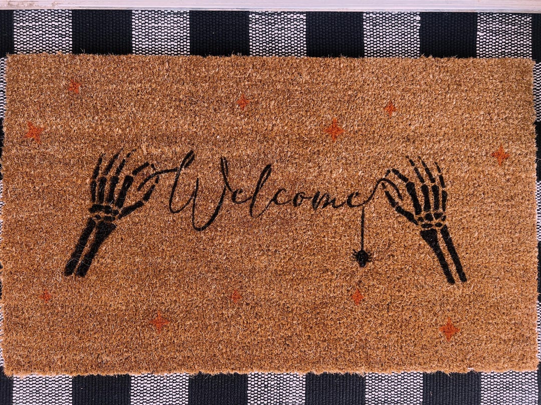 Welcome Skeleton Hands Hand-painted Coir Door Mat - Etsy