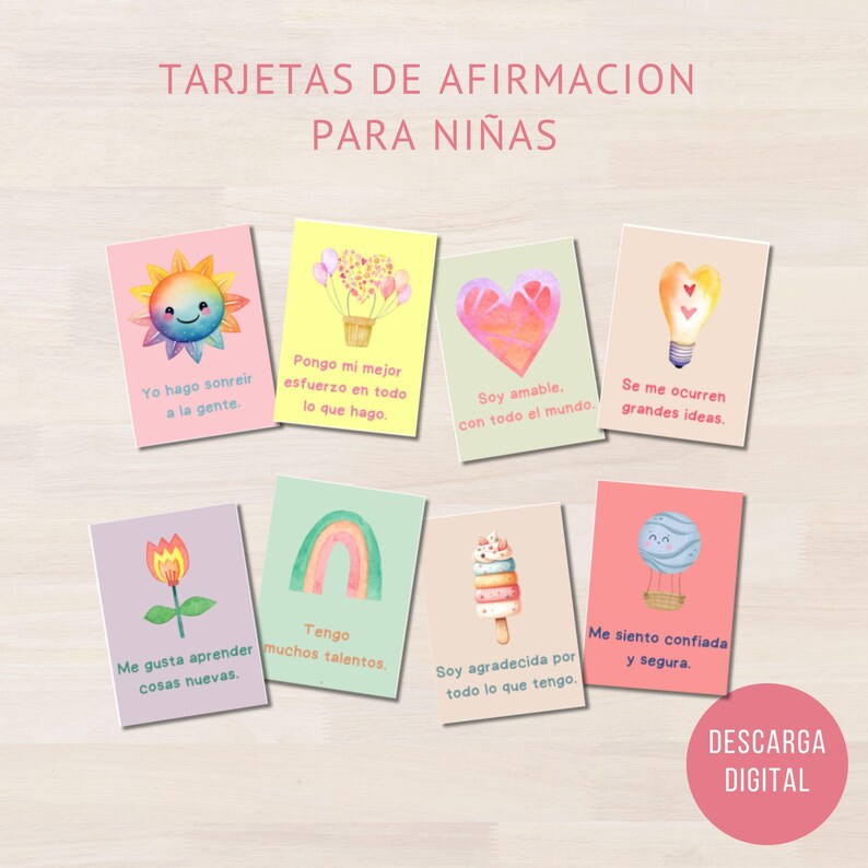 Positive Affirmation Cards for Kids in Spanish - Bilingual ...
