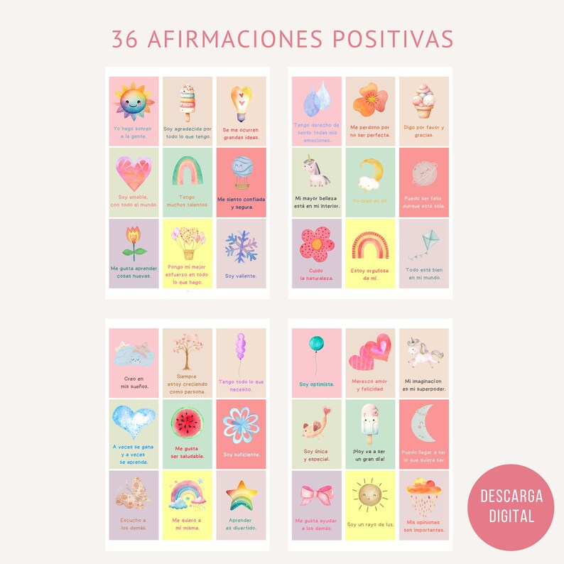 Positive Affirmation Cards for Kids in Spanish - Bilingual ...