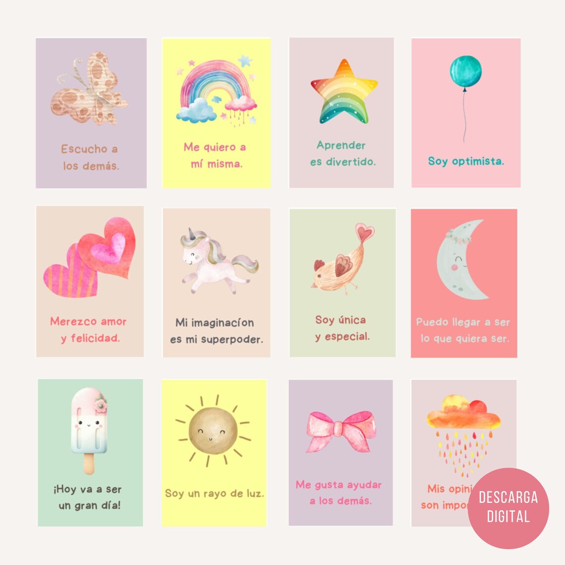 Positive Affirmation Cards for Kids in Spanish - Bilingual ...