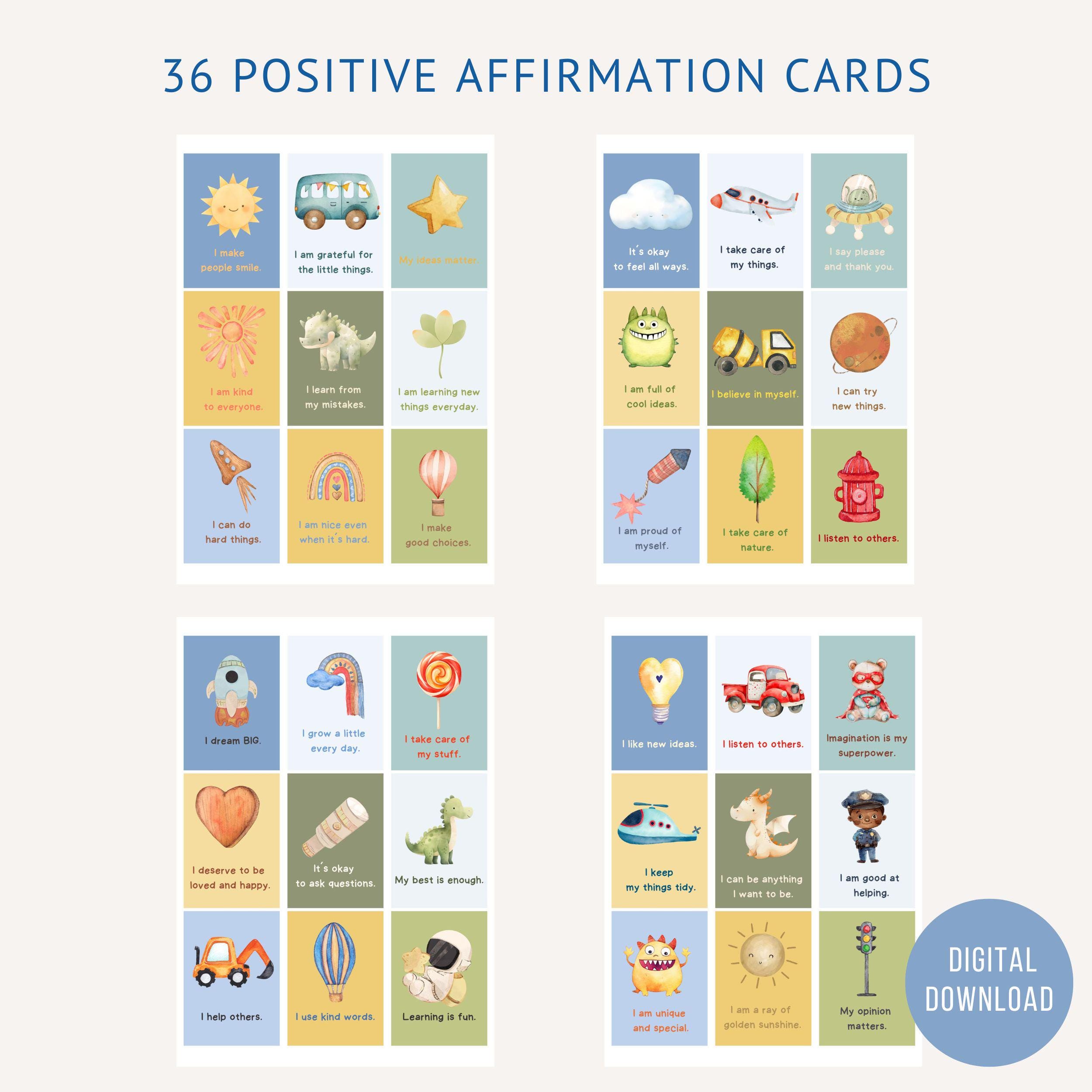 Positive Affirmation Cards for Boys, Encouragement Notes, Printable PDF ...