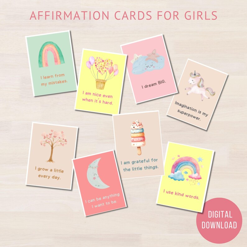 Printable Affirmation Cards for Girls - Boho Style Motivational Notes ...