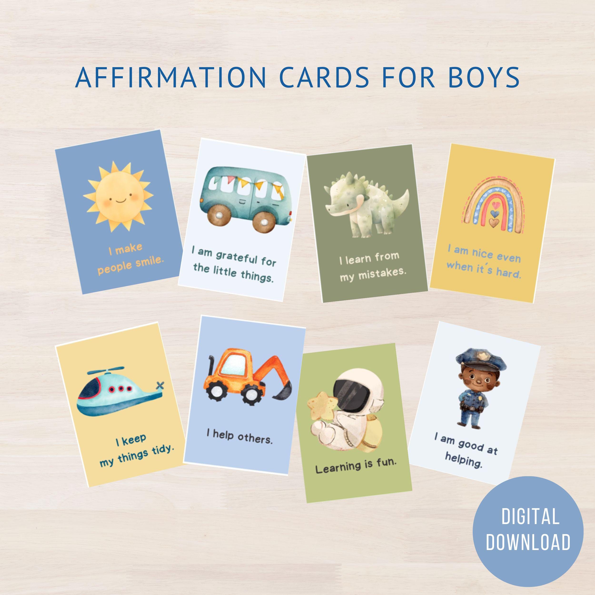 Positive Affirmation Cards for Boys, Encouragement Notes, Printable PDF ...