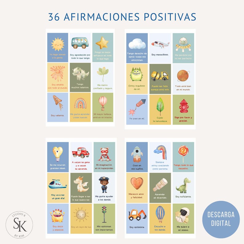 Boys Affirmation Cards in Spanish - Boho-style Motivational Notes ...