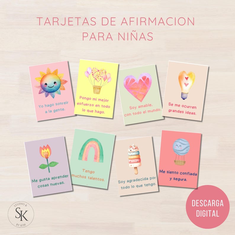 Positive Affirmation Cards for Kids in Spanish - Bilingual ...