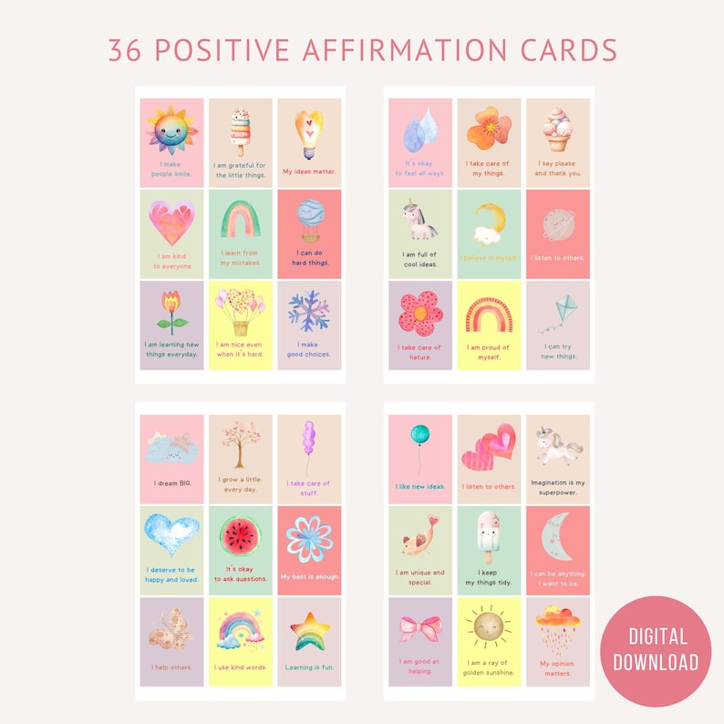 Printable Kids Affirmation Cards for Girls Daily Positivity ...