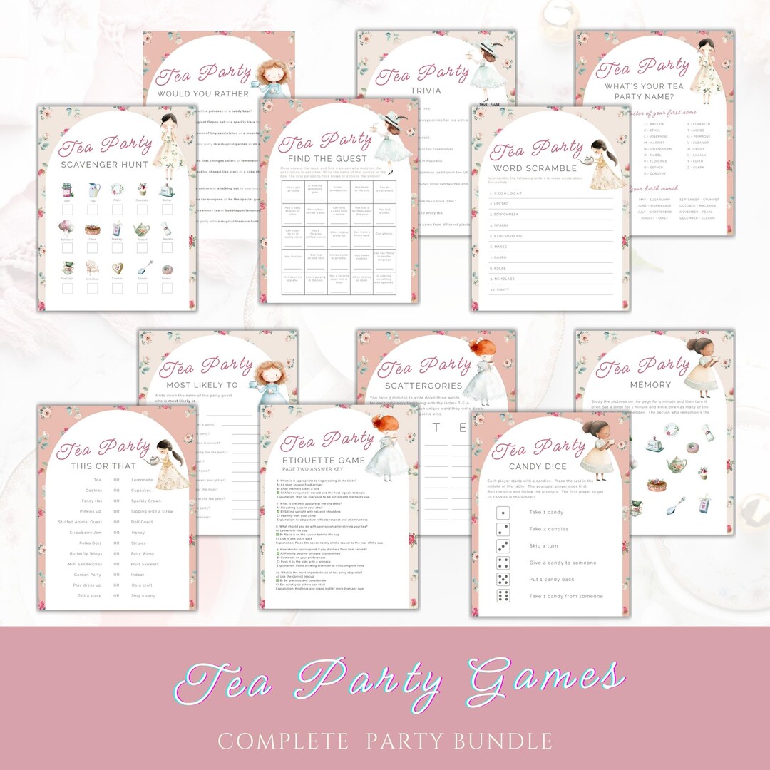 Kids Tea Party Games, Tween Party Games, Tea Party Activities for Girls ...