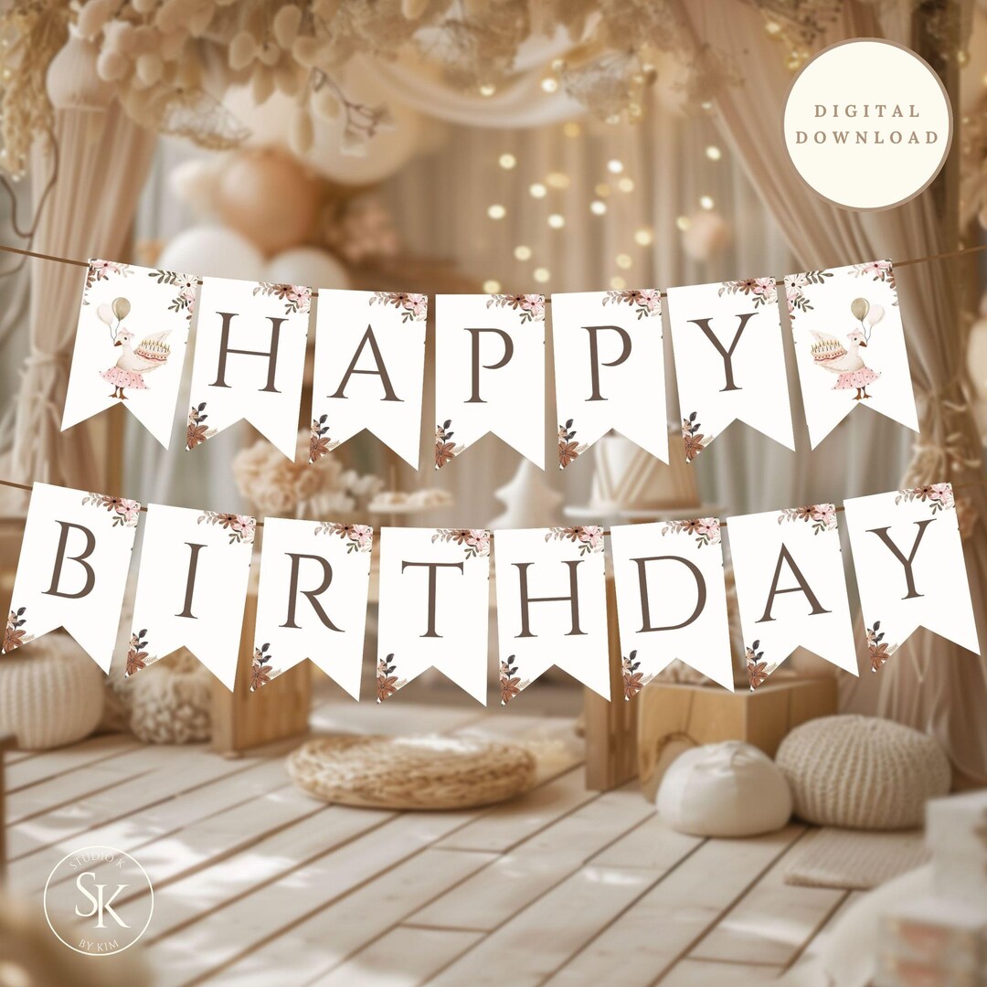 One Silly Goose Birthday Banner Template, Editable First Birthday Decor ...