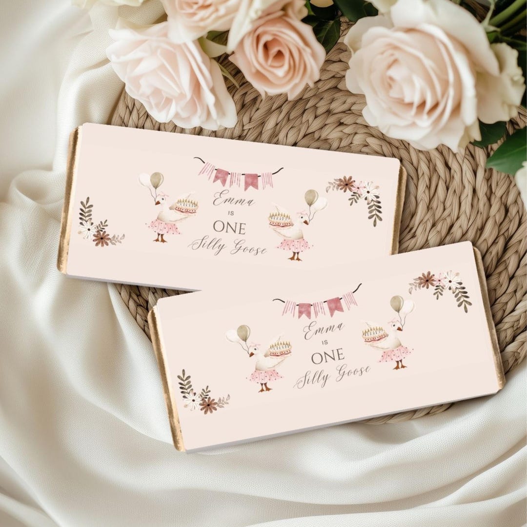 Silly Goose Birthday Chocolate Wrapper: Editable Party Favor (digital ...