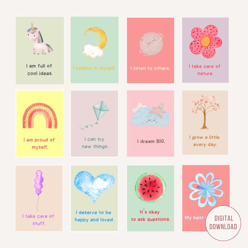 Printable Kids Affirmation Cards for Girls Daily Positivity ...