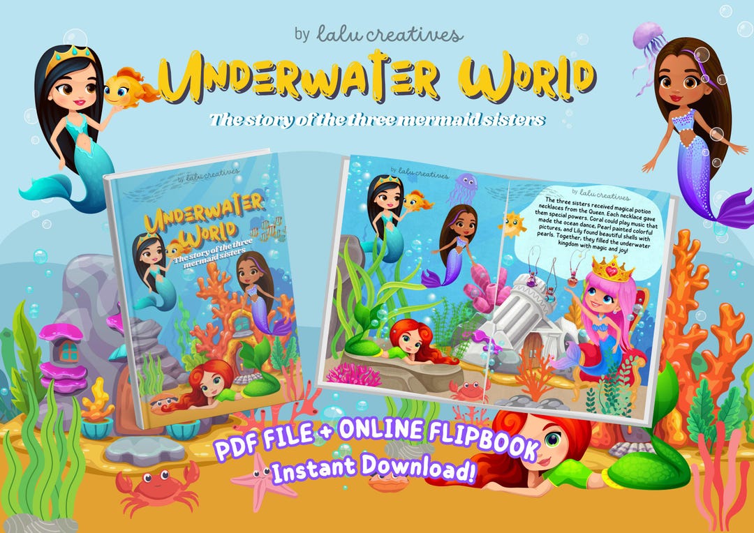 Underwater World – Kids Mermaid Storybook (PDF + Flipbook) - Etsy