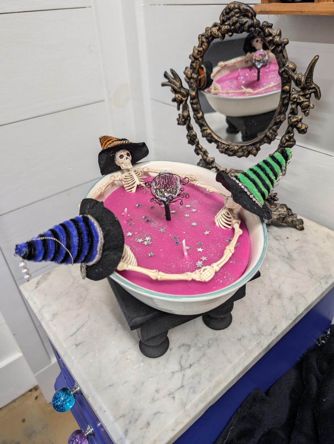 Skeleton Witch Seance Bathtub Candle | Skeleton Spa Candle | Girls Will ...