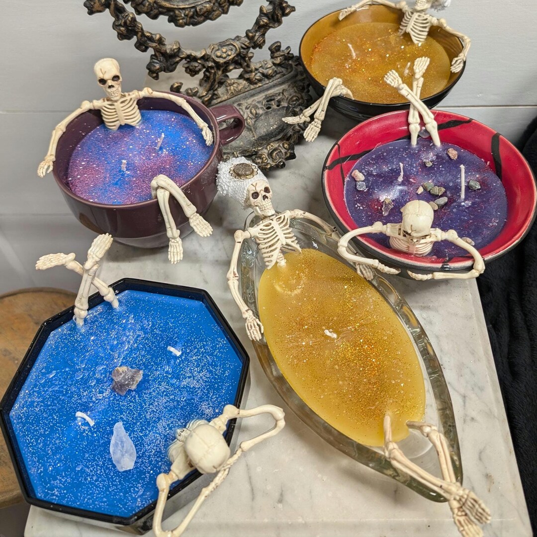 Skeleton Bathtub Candle | Gothic Witchy Bath Tub Candle | Candle Quirky ...