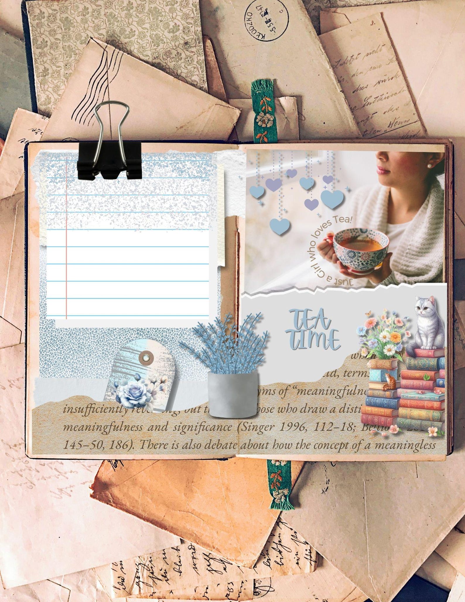 Blue Ephemera Tags Printable Digital Download Junk Journal Scrapbooking ...