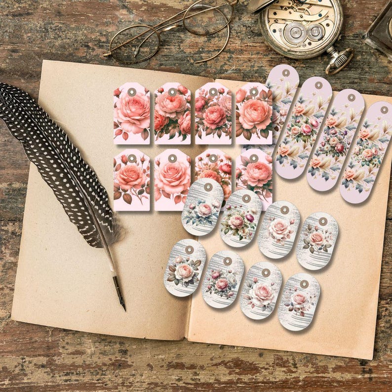 Vintage Ephemera Tags Bundle Printable Digital Download Junk Journal ...